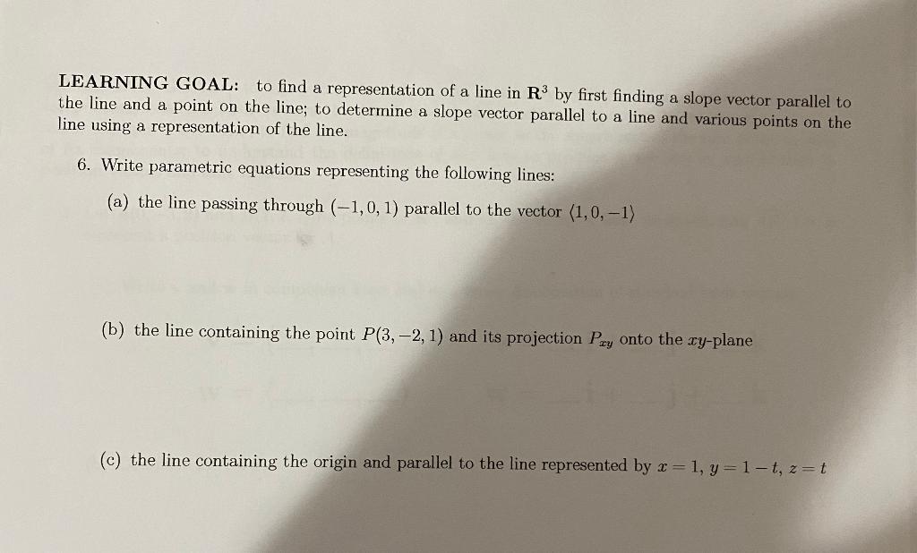 Solved LEARNING GOAL: to find a representation of a line in | Chegg.com