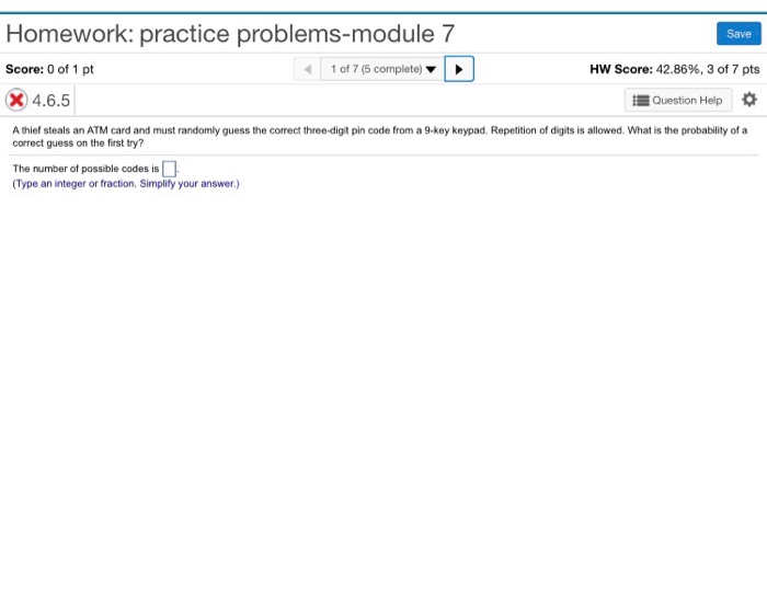 Solved Homework Practice Problems Module 7 Save Score 0 Of