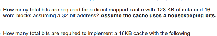 Solved How many total bits are required for a direct mapped | Chegg.com