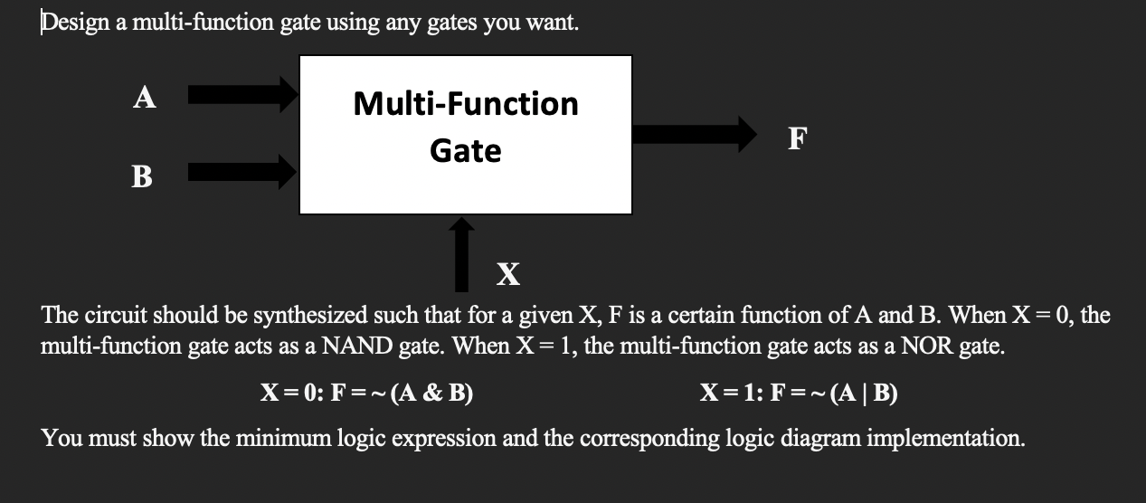 Solved Design a multi-function gate using any gates you | Chegg.com Solved Design a multi-function gate using any gates you | Chegg.com