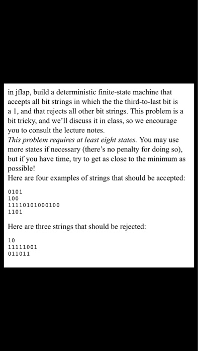 Solved in jflap, build a deterministic finite-state machine | Chegg.com