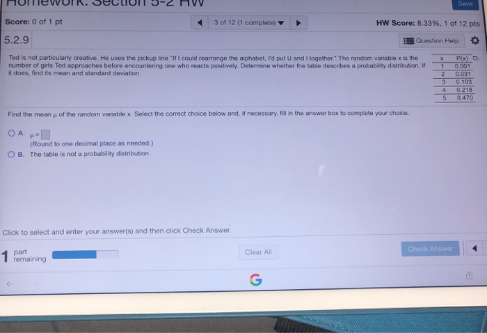 Solved Save Score 0 Of 1 Pt 3 Of 12 1 Complete Hw Score