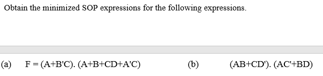 Solved Obtain the minimized SOP expressions for the | Chegg.com