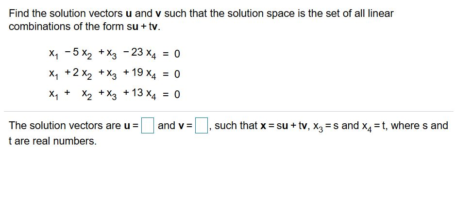 Solved Find the solution vectors u and v such that the | Chegg.com