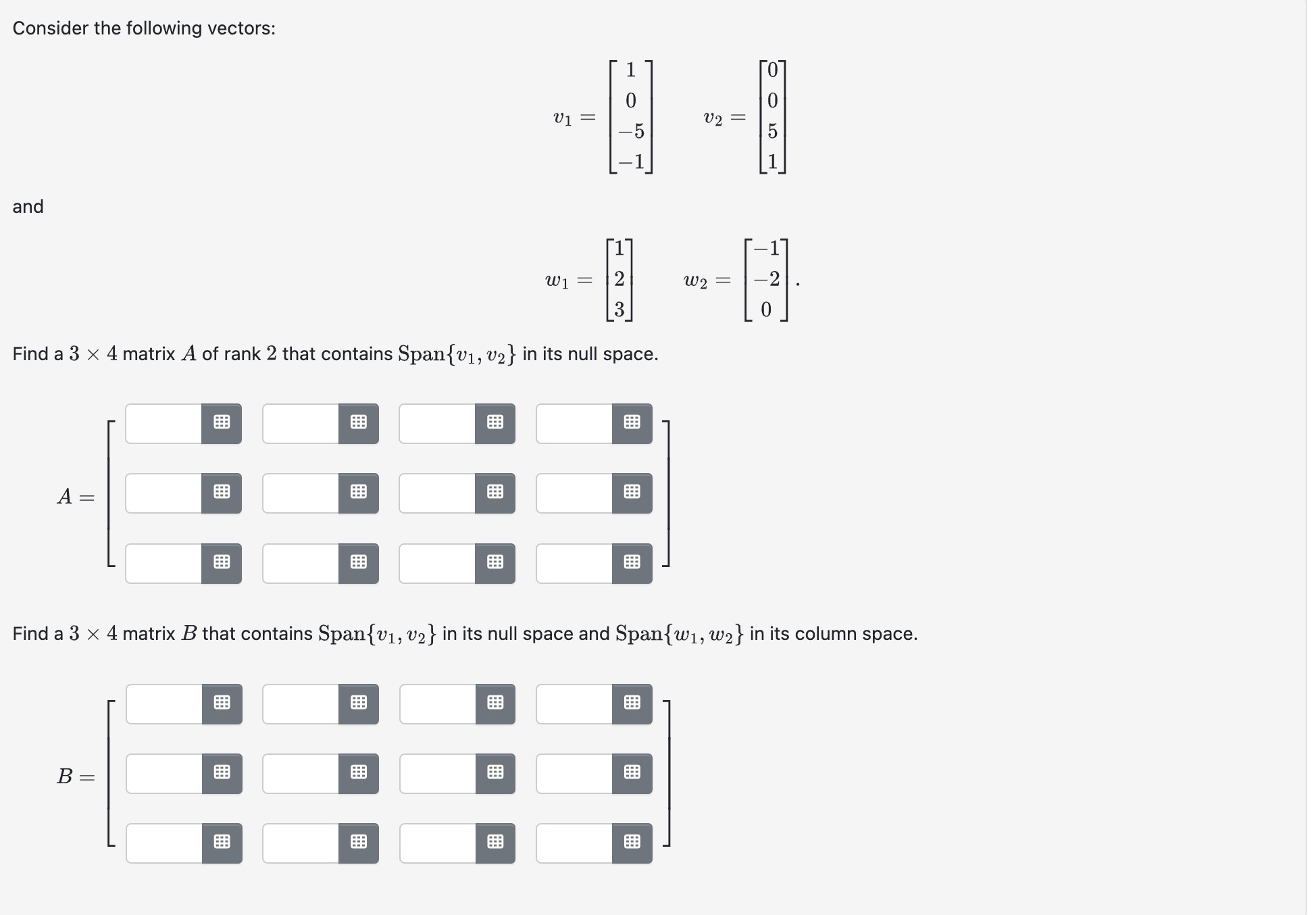 Solved Consider the following vectors: | Chegg.com