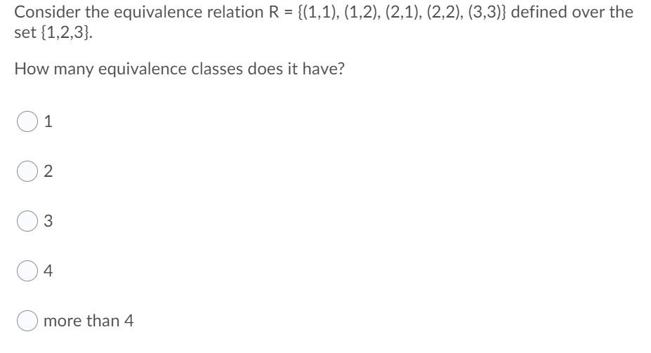 Solved Consider the equivalence relation R = {(1,1), (1,2), | Chegg.com