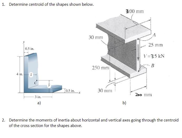 Solved 1. Determine centroid of the shapes shown below. U) | Chegg.com