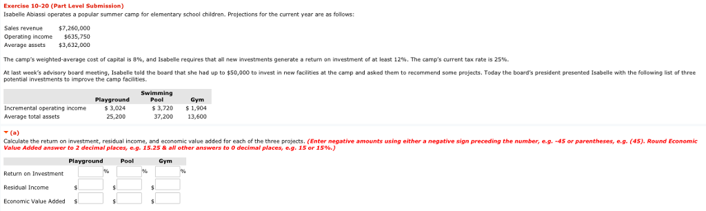 Solved Exercise 10-20 (Part Level Submission) Isabelle | Chegg.com
