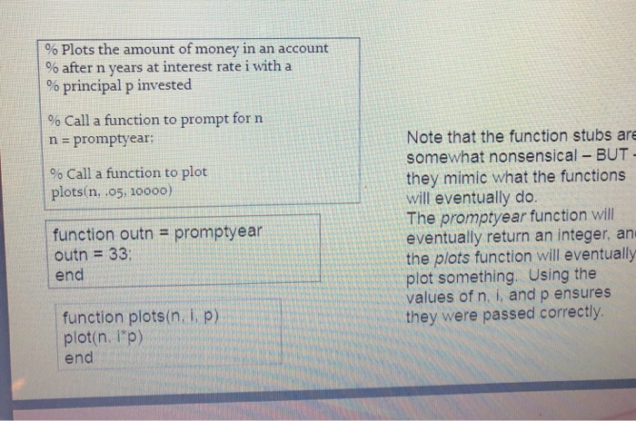 Solved Function Stub Example The lump sum S to be paid when | Chegg.com