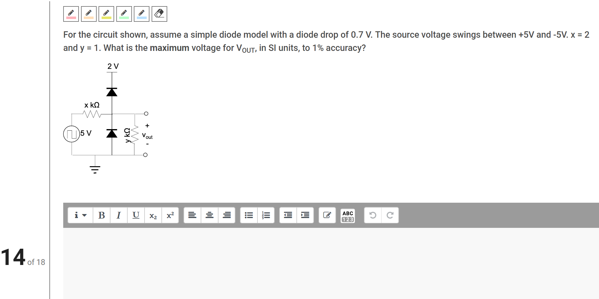 Solved For the circuit shown, assume a simple diode model | Chegg.com