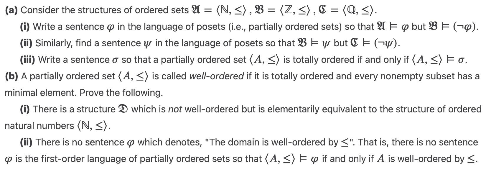 Solved (a) Consider the structures of ordered sets | Chegg.com