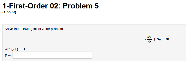 Solved 1 First Order 02 Problem 5 1 Point Solve The