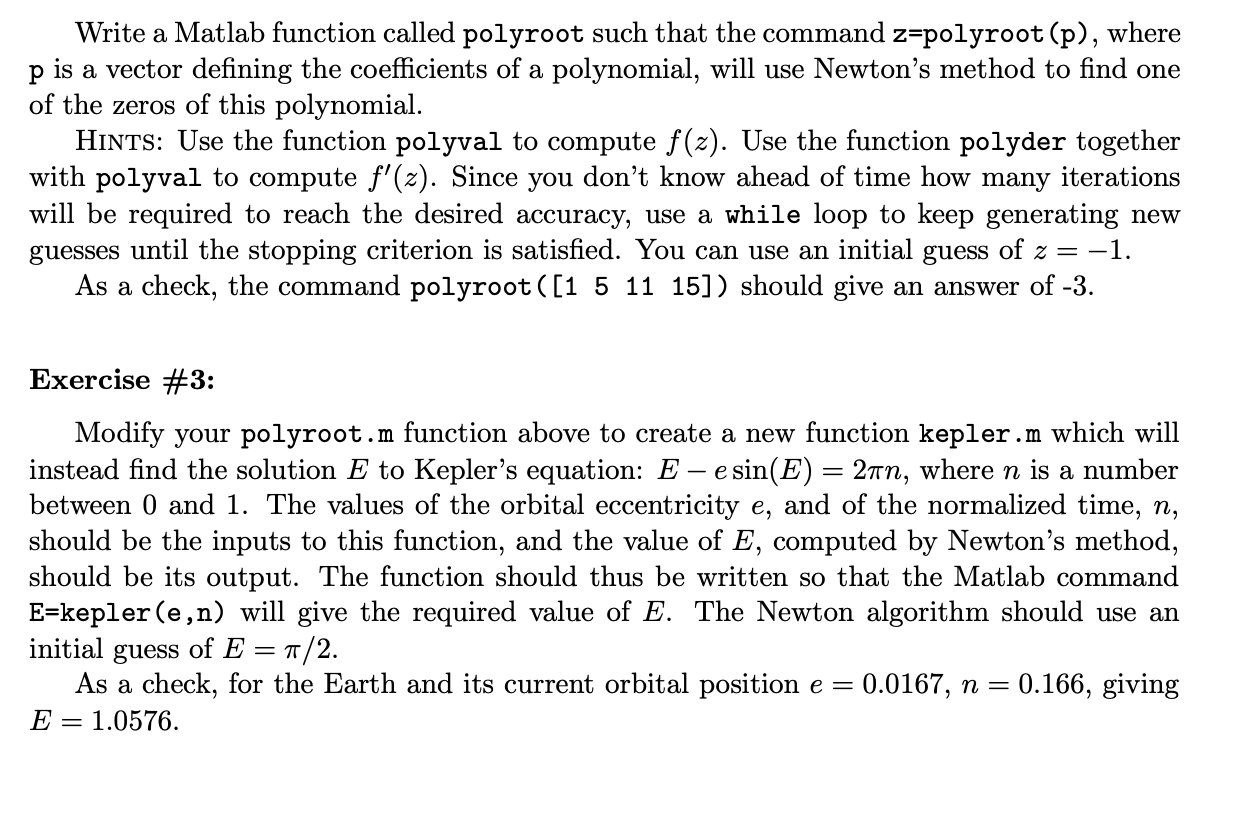 Solved Exercise \#2: No simple formulae exist to compute the | Chegg.com