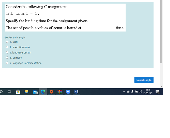 Solved Consider the following C assignment: int count = 5; | Chegg.com