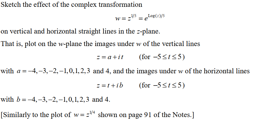 Solved Sketch the effect of the complex transformation W= | Chegg.com