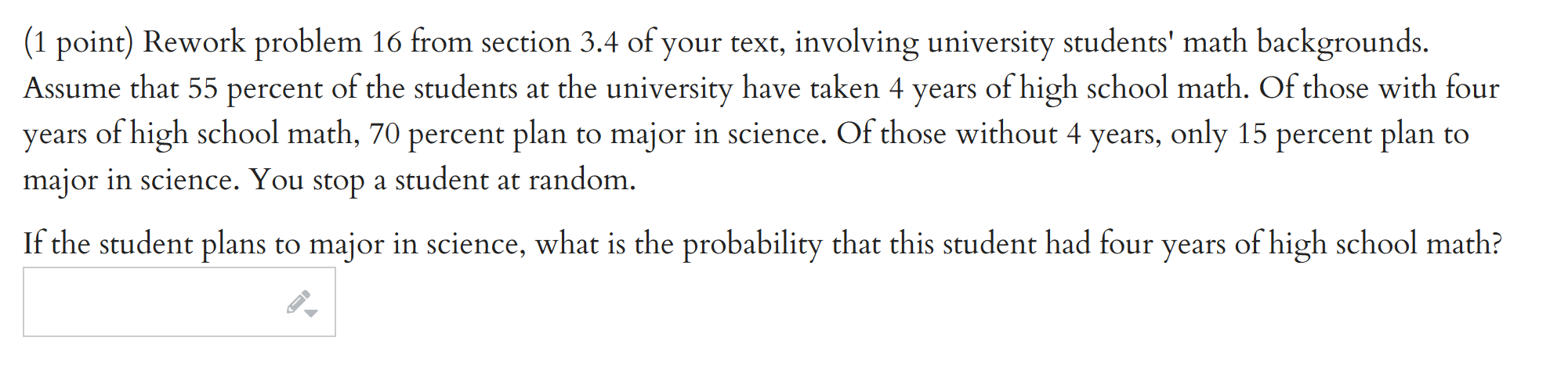 Solved 1 Point Rework Problem 16 From Section 3 4 Of Your