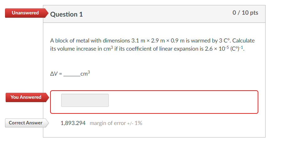 Solved A block of metal with dimensions 3.1 m×2.9 m×0.9 m is | Chegg.com