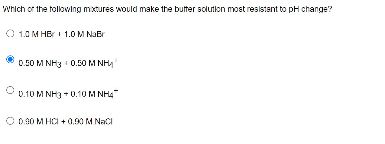 Solved Which of the following mixtures would make the buffer | Chegg.com