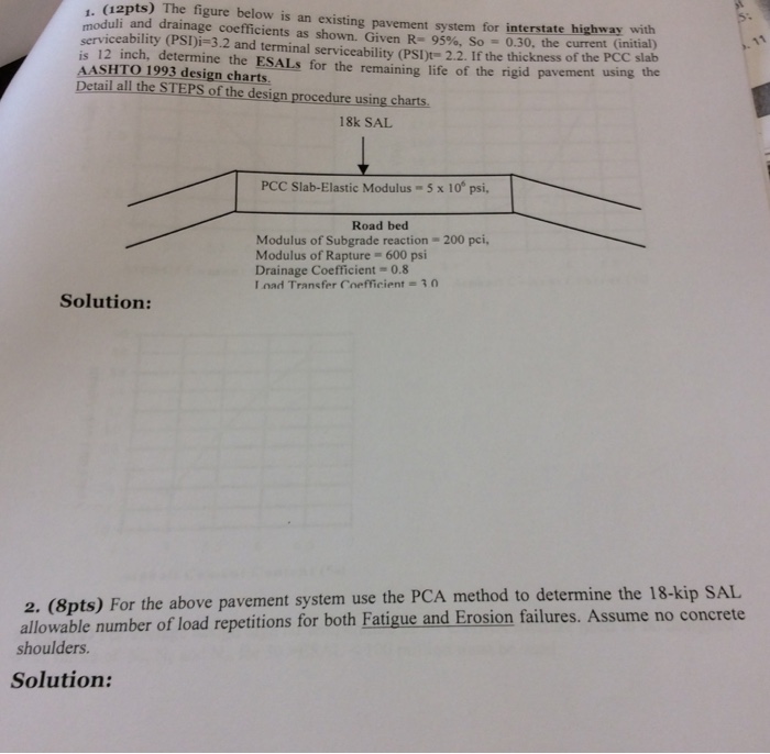 Solved 1. (12pts) The figure below is an existing pavement | Chegg.com
