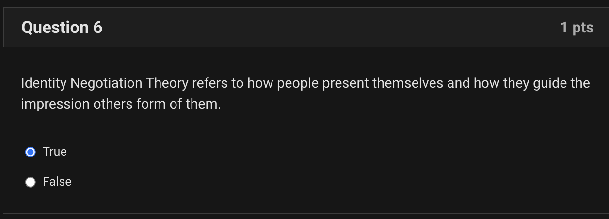 Solved Question 6Identity Negotiation Theory refers to how | Chegg.com
