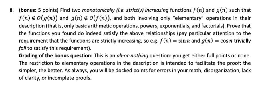 Solved (bonus: 5 points) Find two monotonically (i.e. | Chegg.com