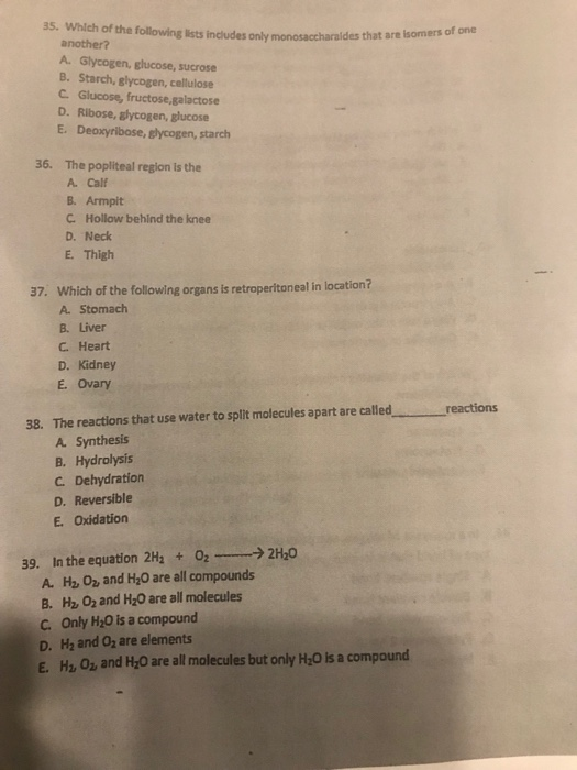 Solved 35. Which of the following lists includes only | Chegg.com
