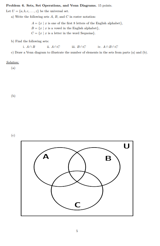 Problem 6. ﻿Sets, Set Operations, and Venn Diagrams. | Chegg.com