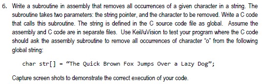 Solved 6. Write a subroutine in assembly that removes all | Chegg.com