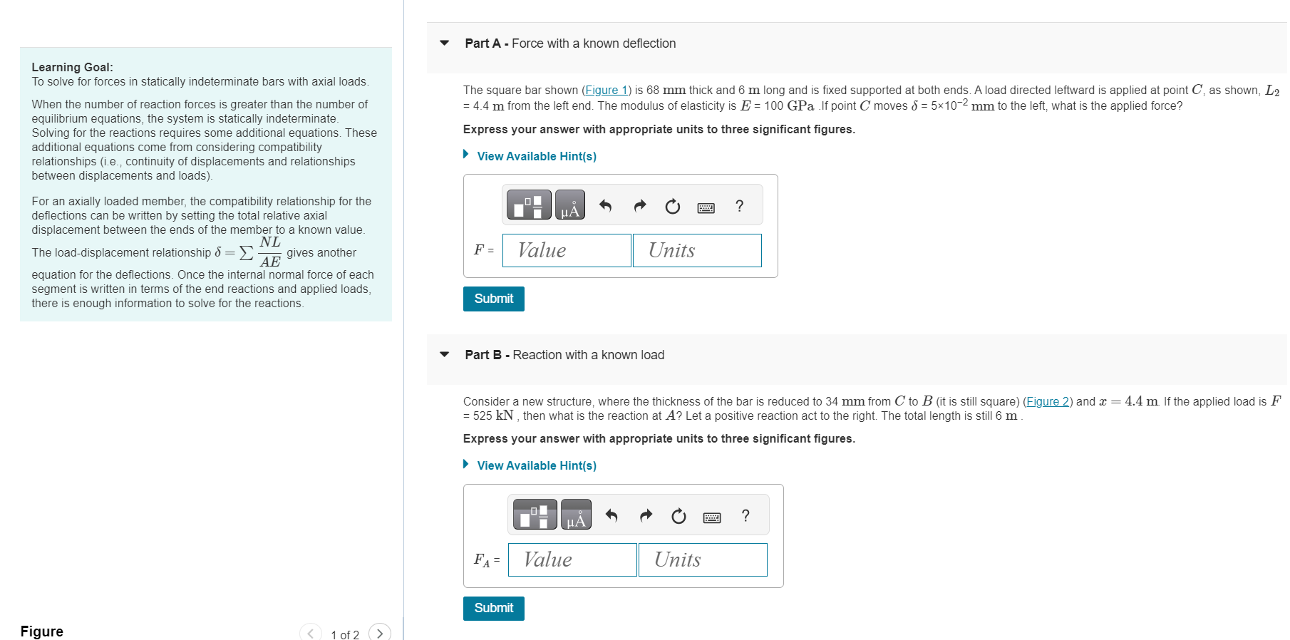 Solved Learning Goal: To solve for forces in statically | Chegg.com