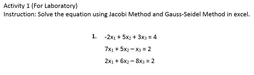 Solved Activity 1 (For Laboratory) Instruction: Solve the | Chegg.com
