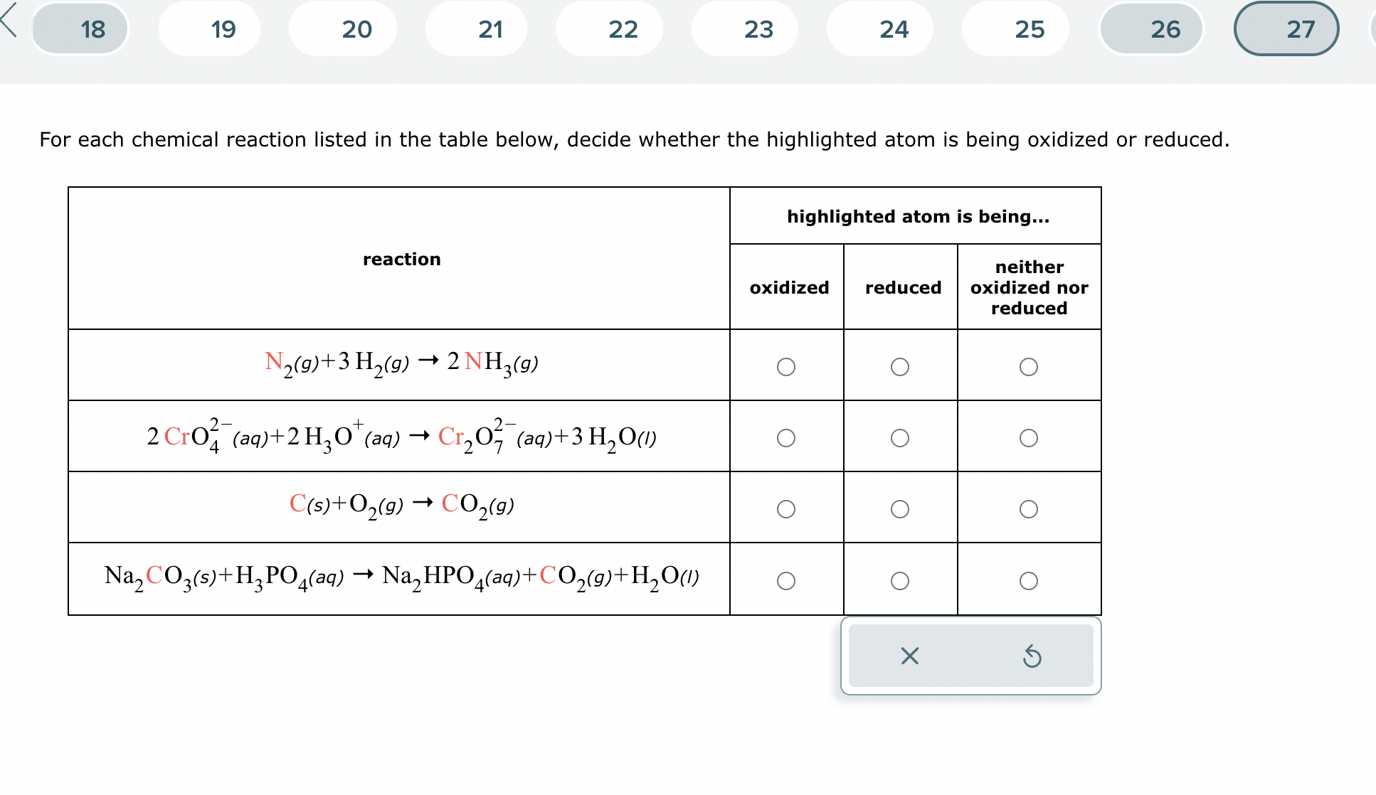 Solved For each chemical reaction listed in the table below, | Chegg.com