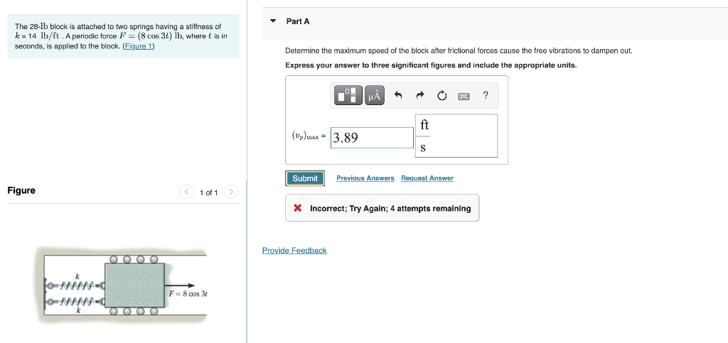 Solved The 28-lb block is attached to two springs having a | Chegg.com