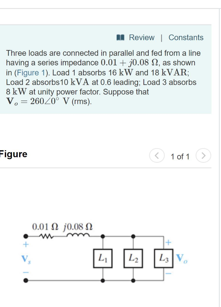 Solved Three loads are connected in parallel and fed from a | Chegg.com