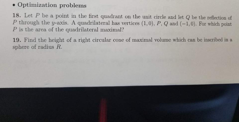Solved • Optimization problems 18. Let P be a point in the | Chegg.com