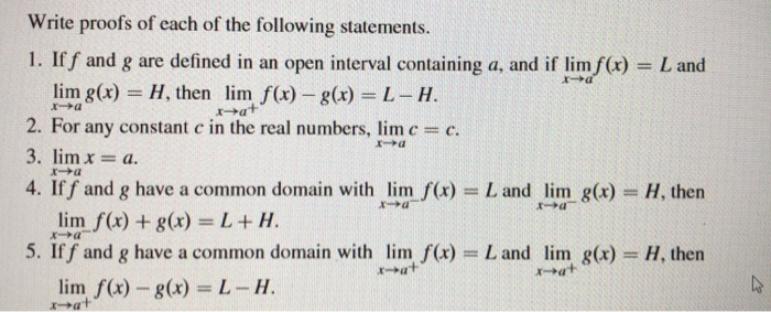 Solved Write proofs of each of the following statements. 1. | Chegg.com