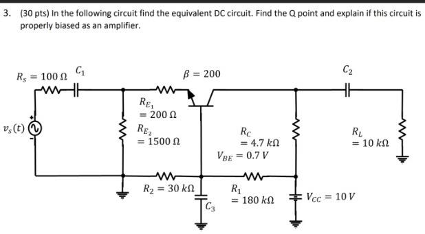 Solved 3. (30 pts) in the following circuit find the | Chegg.com
