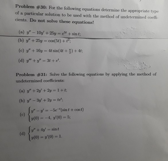 Solved Problem #30: For the following equations determine | Chegg.com
