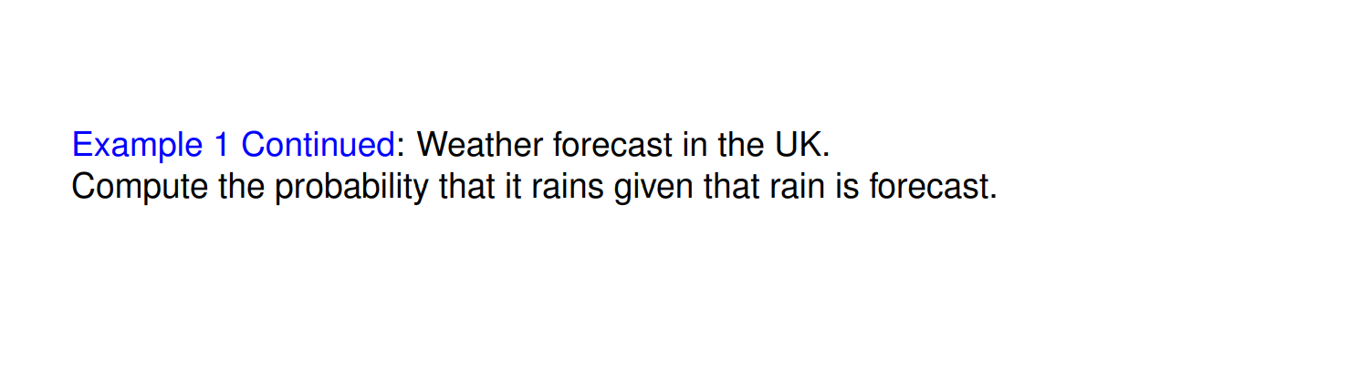 Solved Example 1: Weather forecast in the UK. According to | Chegg.com