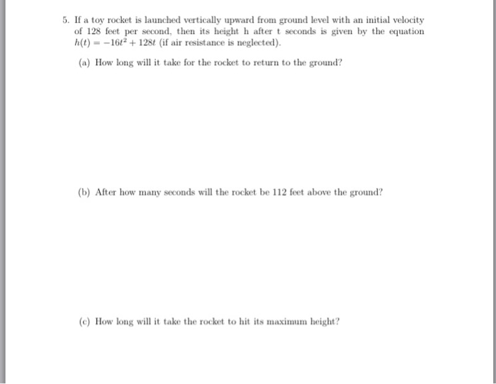 Solved 5. If a toy rocket is launched vertically upward from | Chegg.com