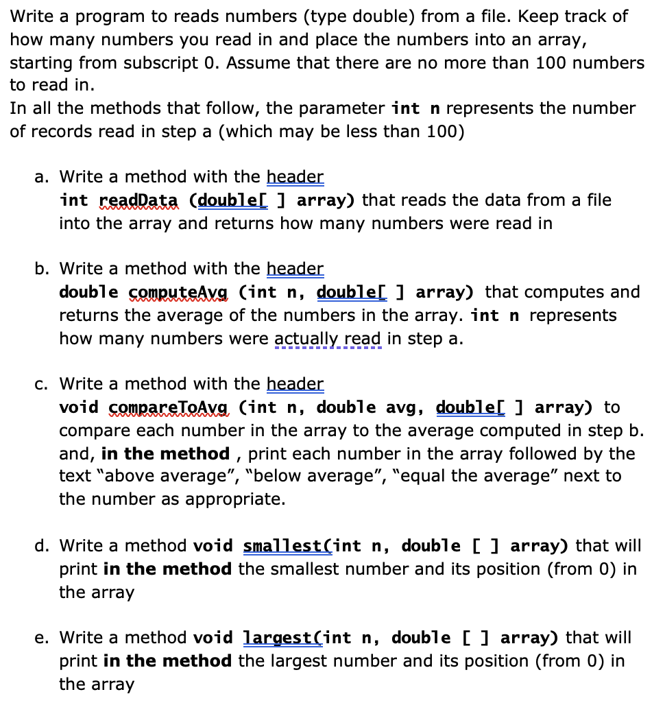 Solved Write a program to reads numbers (type double) from a | Chegg.com