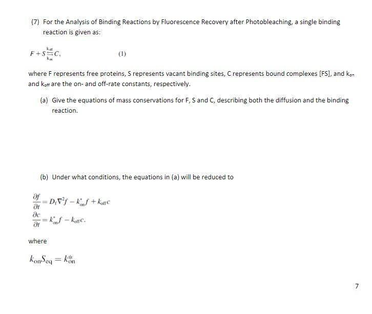 (7) For the Analysis of Binding Reactions by | Chegg.com