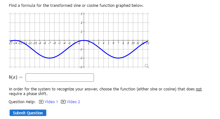 Solved Find a formula for the transformed sine or cosine | Chegg.com