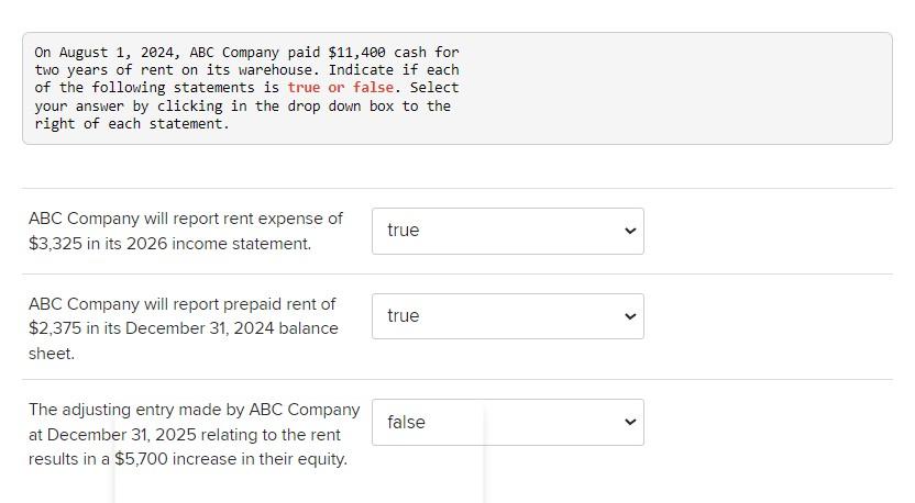 Solved On August 1, 2024, ABC Company paid $11,400 cash for | Chegg.com