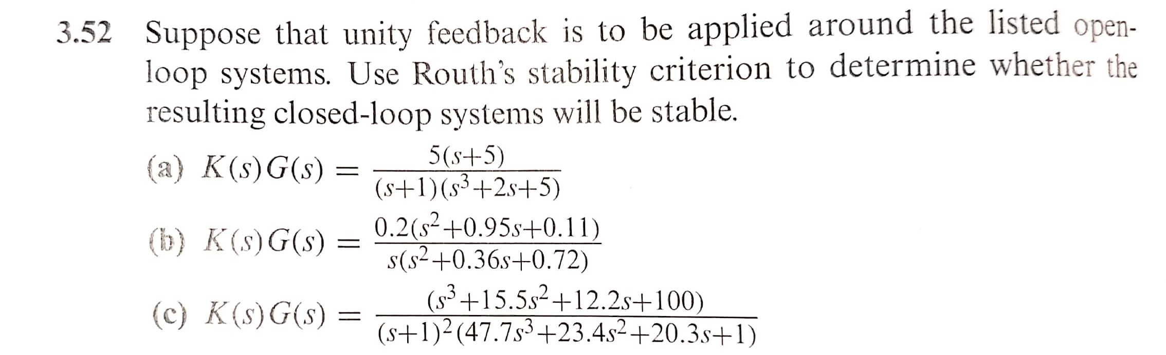Solved 3.52 Suppose that unity feedback is to be applied | Chegg.com