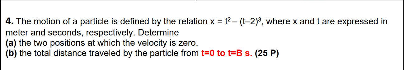 Solved 4. The motion of a particle is defined by the | Chegg.com
