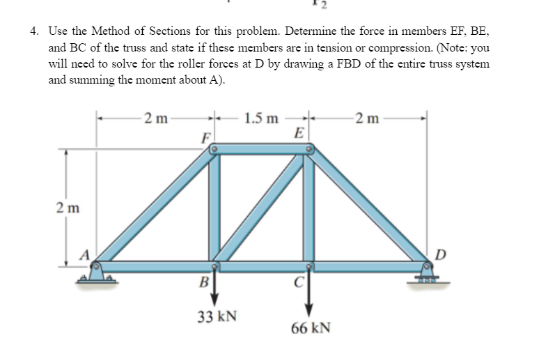 Solved 4. Use the Method of Sections for this problem. | Chegg.com Solved 4. Use the Method of Sections for this problem. | Chegg.com