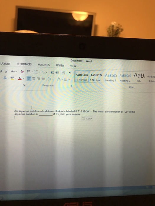Solved An aqueous solution of calcium chloride is labeled | Chegg.com