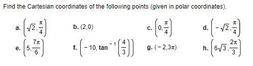 Solved Find the Cartesian coordinates of the following | Chegg.com