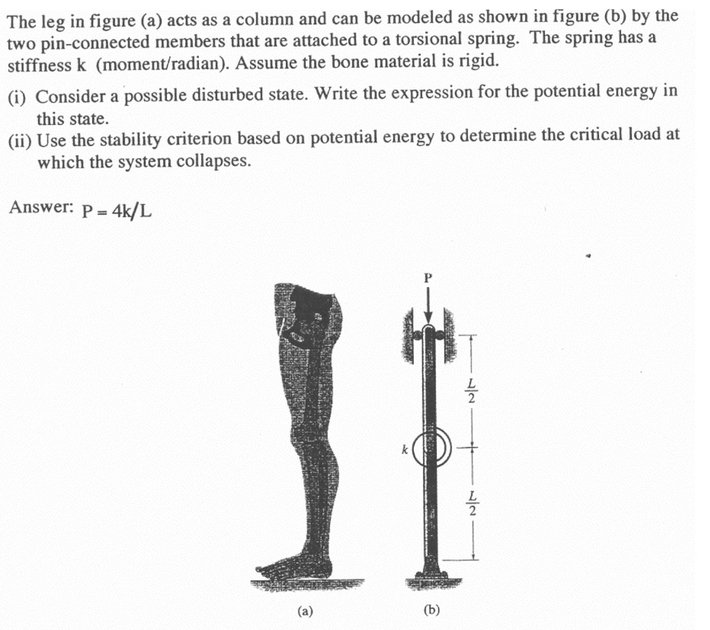 Solved The leg in figure (a) acts as a column and can be | Chegg.com