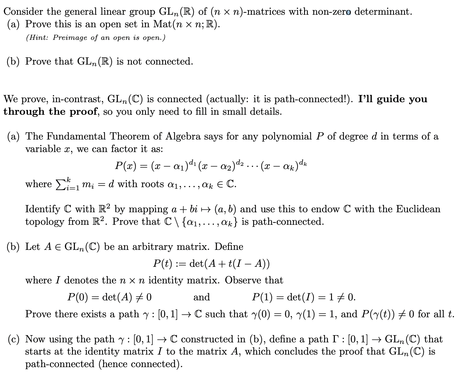 Solved Consider the general linear group GLn(R) of | Chegg.com